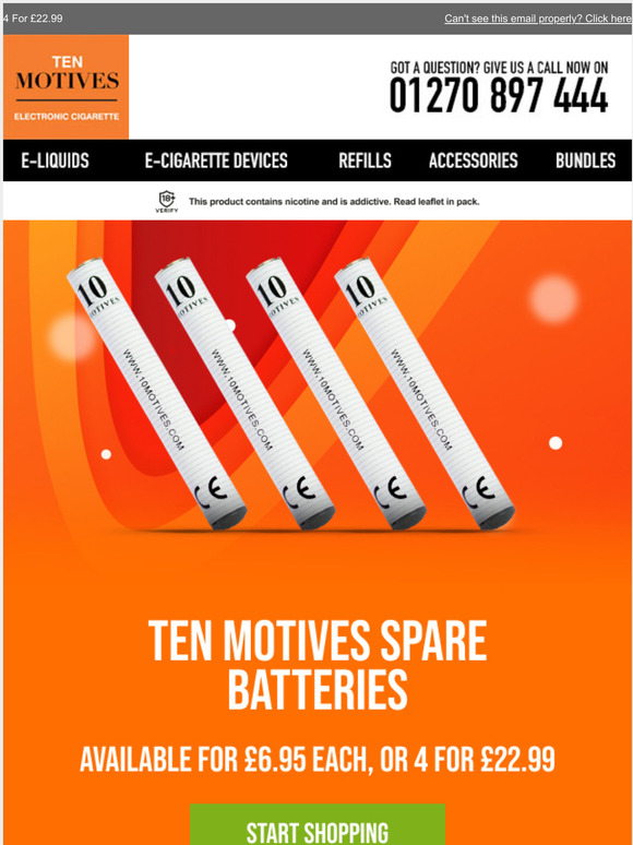 Ten Motives: Ten Motives Spare Batteries available for 6.95 each or 4 ...