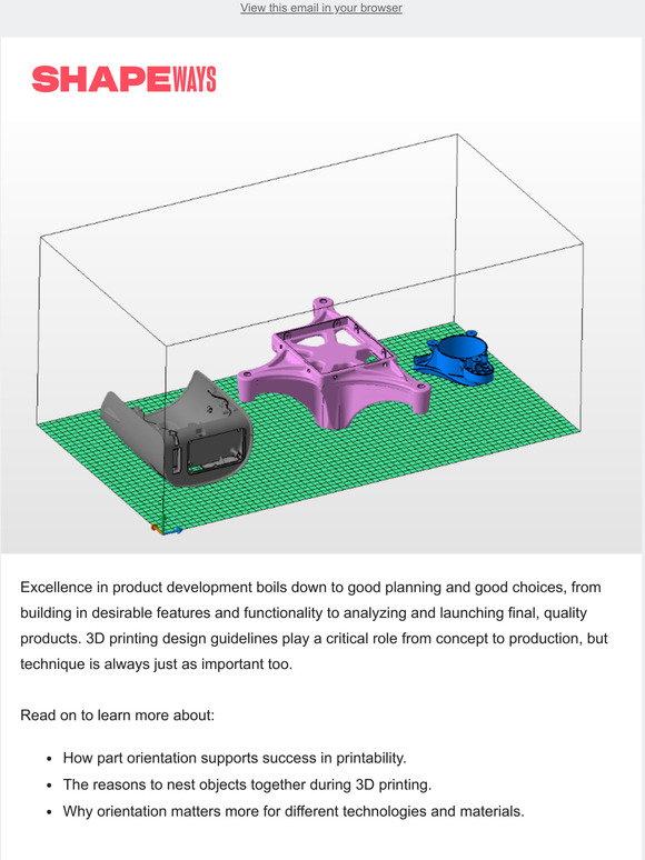 Shapeways: 3D Printing Design Guidelines: Orientation of Parts | Milled