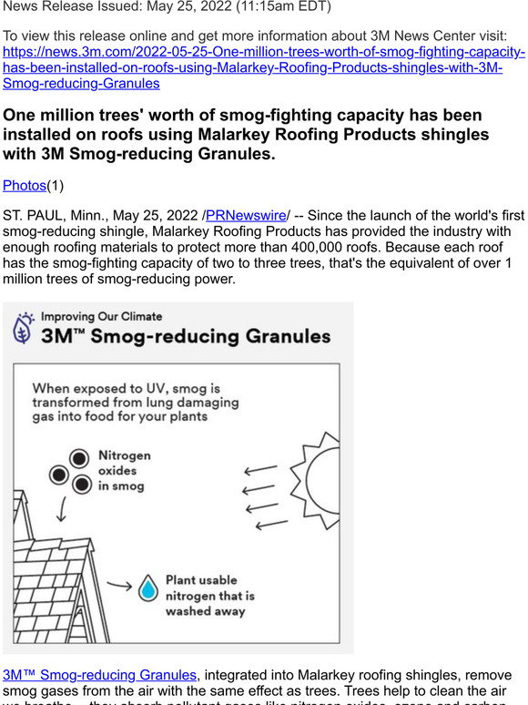 3M: One million trees' worth of smog-fighting capacity has been ...