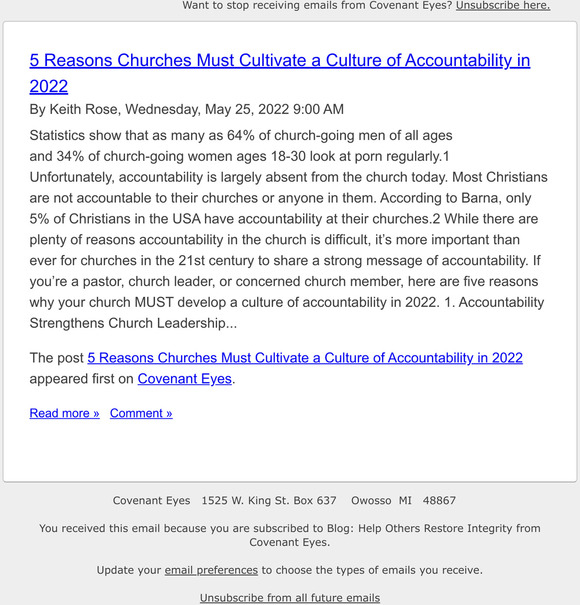 Covenant Eyes: 5 Reasons Churches Must Cultivate a Culture of ...