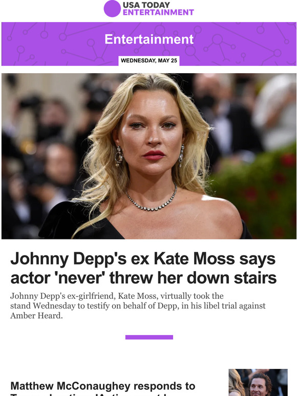 Usa Today Entertainment Johnny Depps Ex Kate Moss Says Actor Never