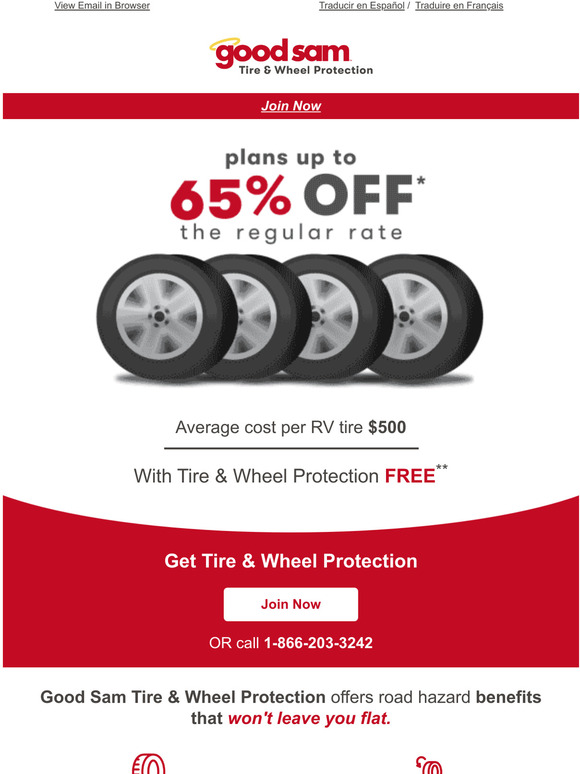 Good Sam: Don't Miss Out! Get up to 65% off Road Hazard Coverage | Milled