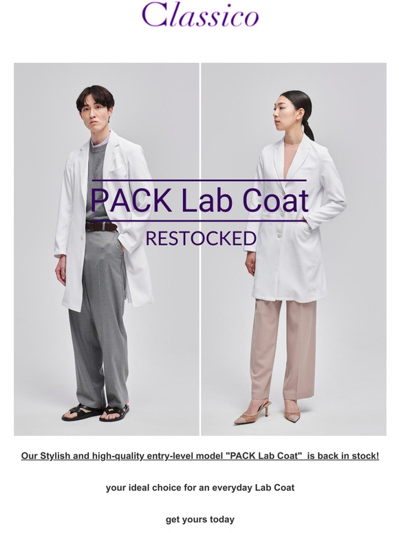 Classico, Inc.: PACK Lab Coat is Back in Stock! | Milled