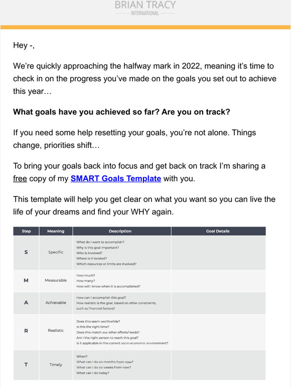 Brian Tracy: [FREE Smart Goals Template] - Find your WHY again! | Milled