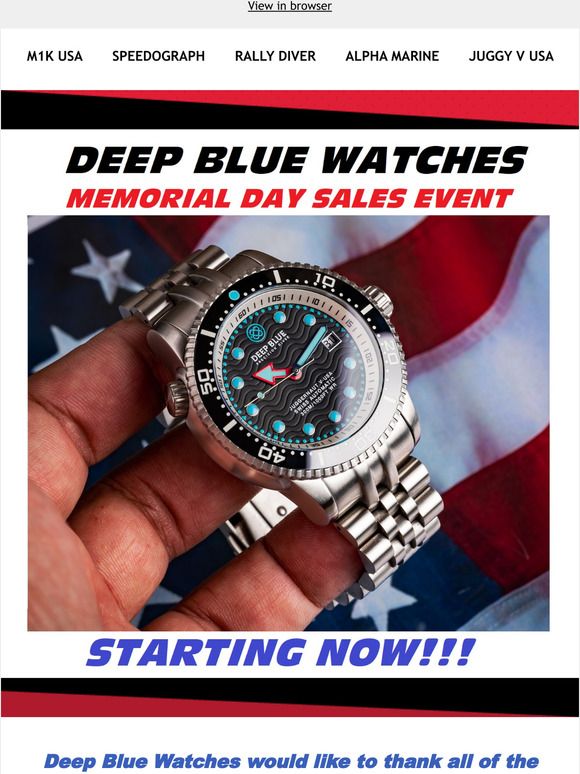 Deep Blue: DEEP BLUE - MEMORIAL DAY SAVINGS EVENT BEGINS...NOW!!! | Milled