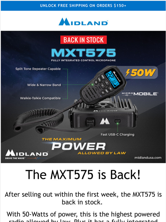 Midland: The MXT575 is Back in Stock! | Milled