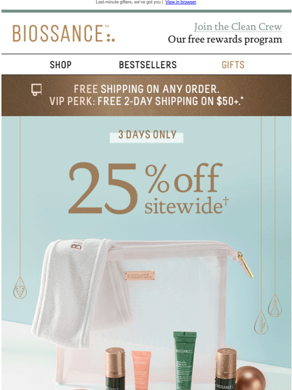 Biossance: 3 DAYS ONLY: 25% off + our BEST free gift is BACK | Milled