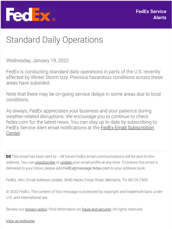 FedEx: Service Alert | Milled