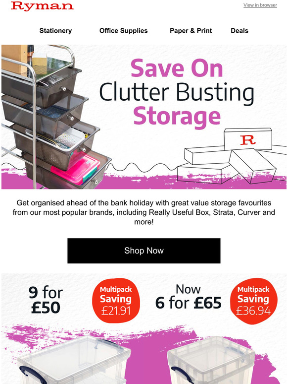 Ryman: 6 for 65 on 35L XL Really Useful Boxes | Milled