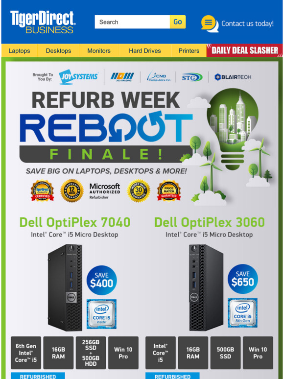 TigerDirect: Refurb Week Sale Finale! $399 Dell 8th Gen i5 Laptop | Milled