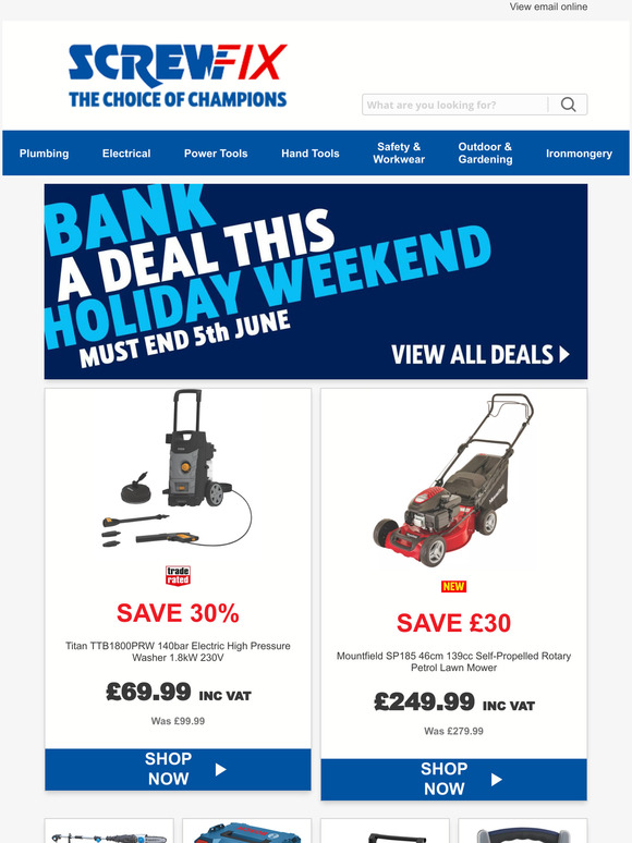 Screwfix: Bank a DEAL This Holiday Weekend | Milled