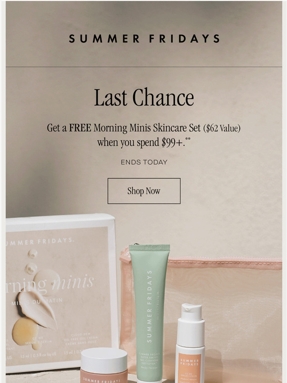 Summer Fridays: Last Chance! FREE Morning Minis Skincare Set | Milled