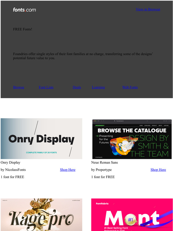 MyFonts: FREE Fonts For You! | Milled