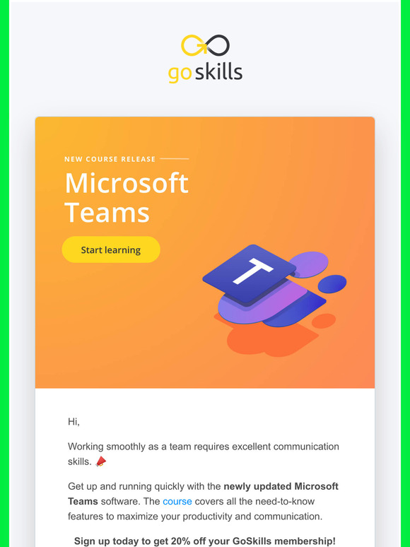 GoSkills: New Release: Microsoft Teams Course - 20% Off! | Milled