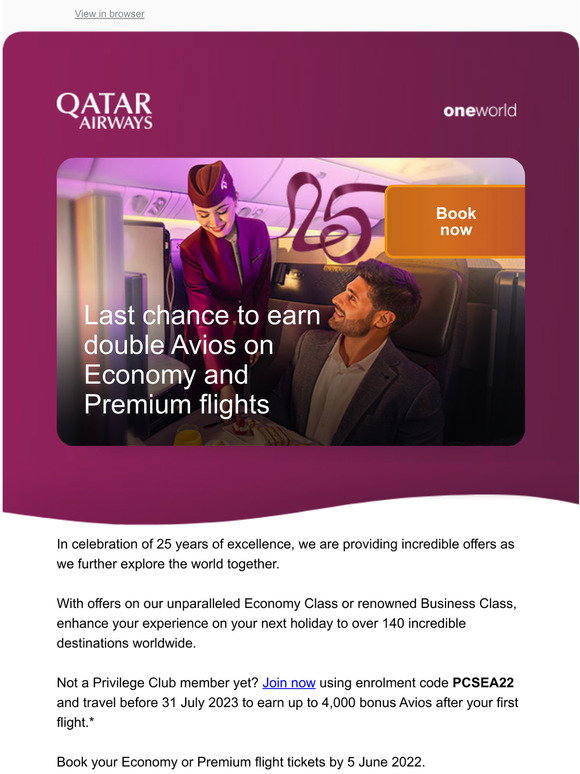 Qatar Airways: Celebrate 25 years of excellence with Qatar Airways ...