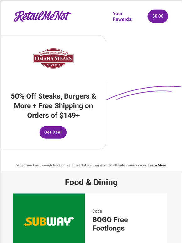 RetailMeNot: Amazon Electronics Outlet | adidas | BOGO Subway | Ulta ...