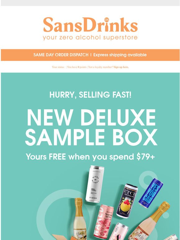 Sans Drinks: -your FREE Deluxe Sample Box is waiting... | Milled