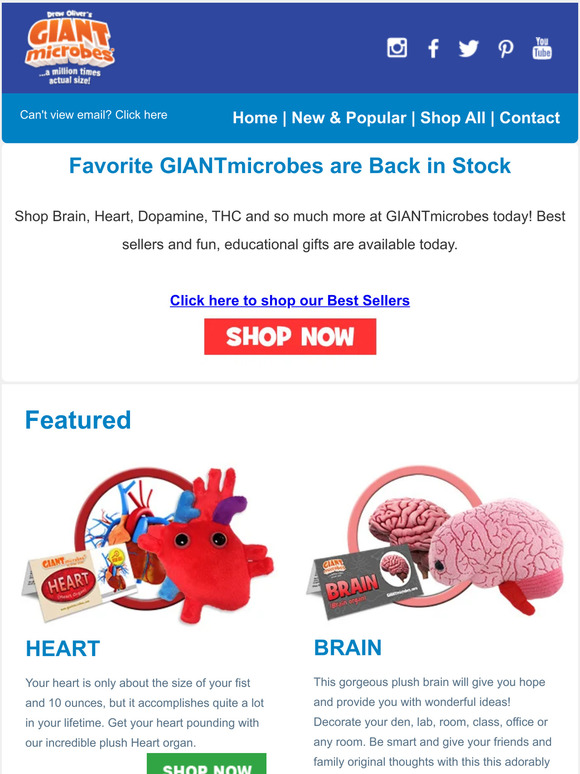 GIANTmicrobes: Favorite GIANTmicrobes are Back in Stock | Milled