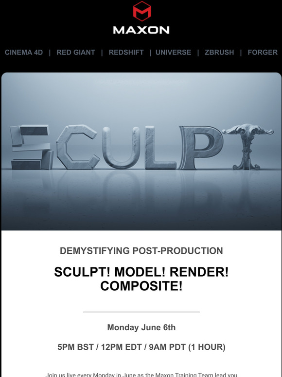 Maxon: FREE TRAINING | Mondays in June - Demystifying Post-Production ...