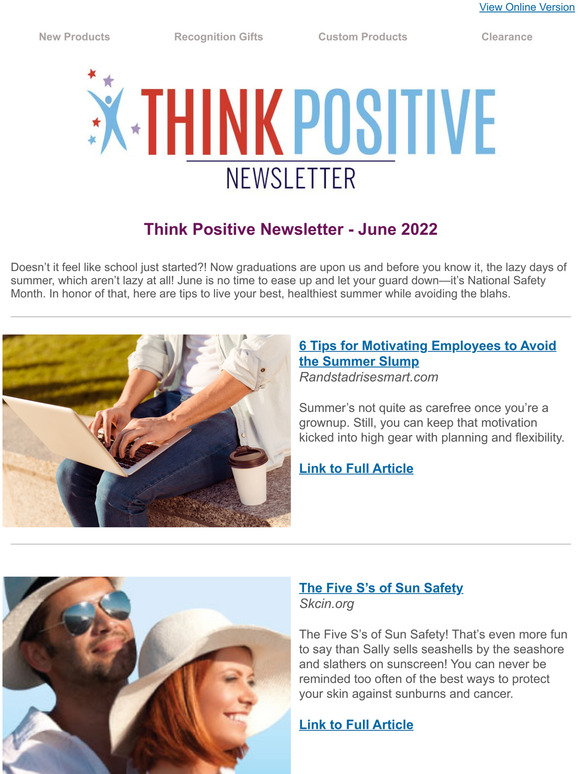 Positive Promotions: Think Positive Newsletter June 2022 - Encourage ...