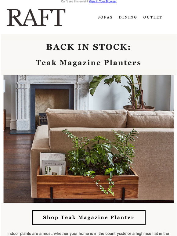 Raft Furniture: BACK IN STOCK: Teak Magazine Planters | Milled