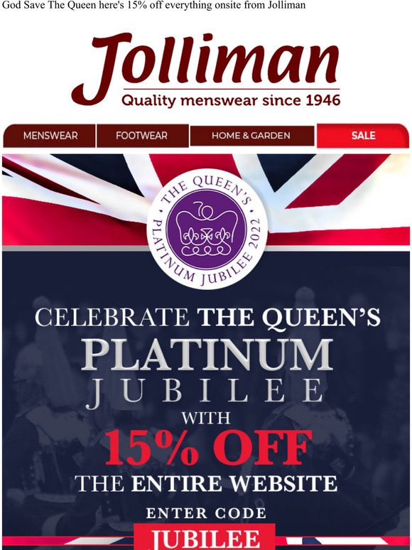 Jolliman: 15% off Everything on Site for the Platinum Jubilee | Milled