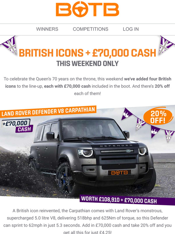 BOTB: Four British icons, each with 70,000 cash includedand 20% off ...