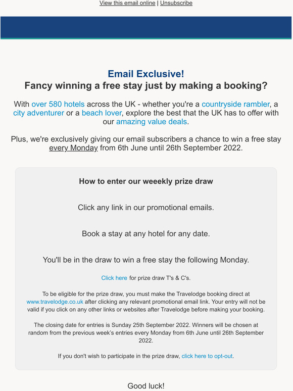Travelodge: You've made the list for an email exclusive | Milled