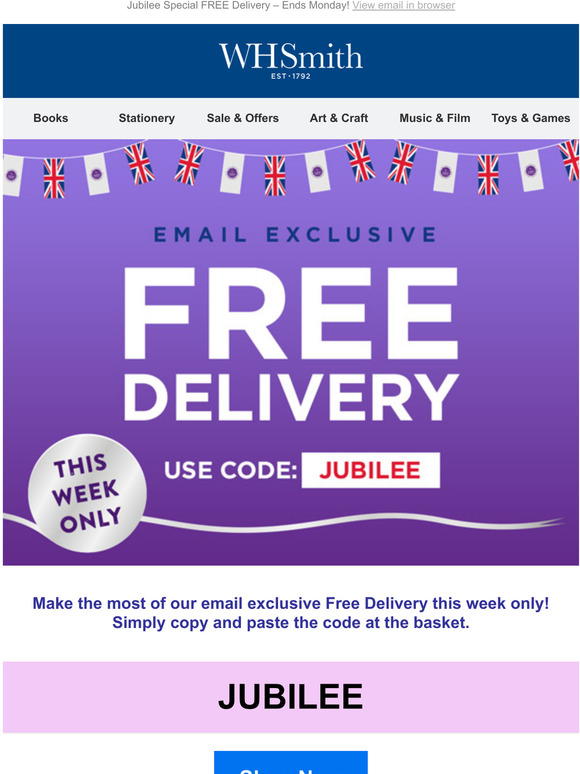 WHSmith: FREE Delivery Ends Monday! | Milled
