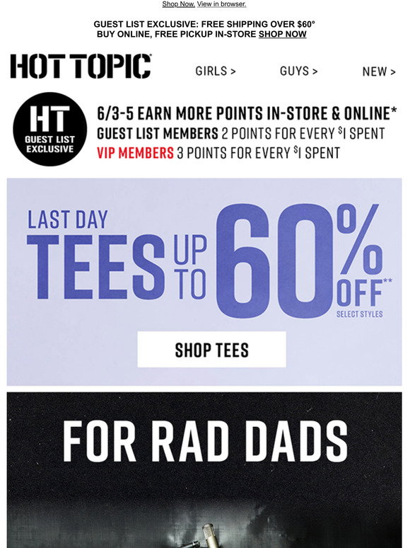 Hot Topic: Band tees for dad because you stole all of his | Milled