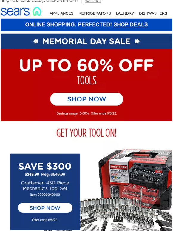 Sears: Save $300 on 450 Piece Mechanics Tool Set - Ending Soon! | Milled