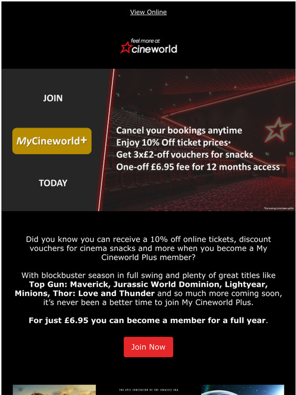 Cineworld: Get More with a My Cineworld Plus membership | Milled
