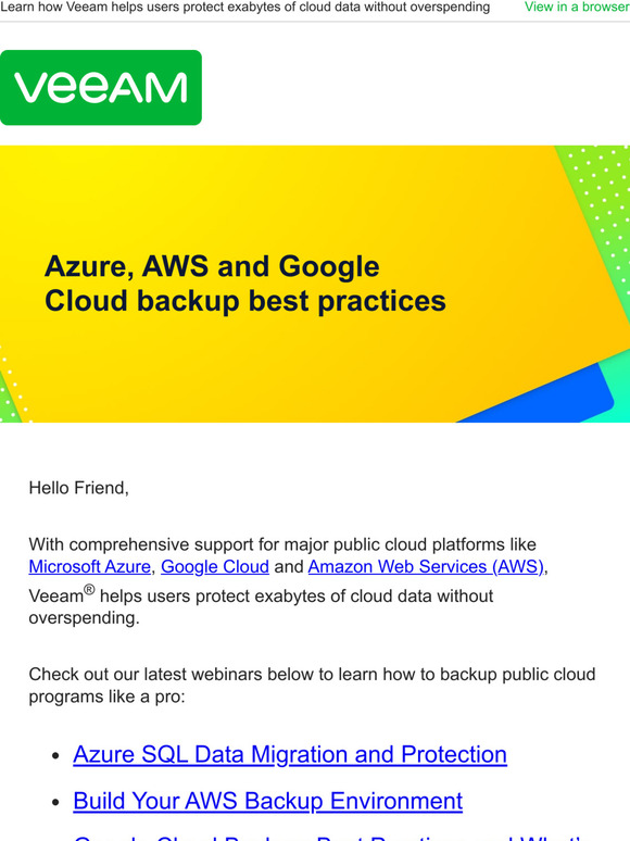 Veeam: Azure, AWS and Google Cloud backup best practices | Milled