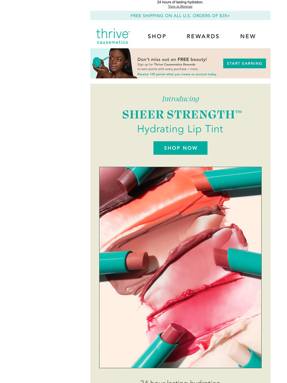 Thrive Causemetics: JUST IN Sheer Strength™ Hydrating Lip Tint | Milled