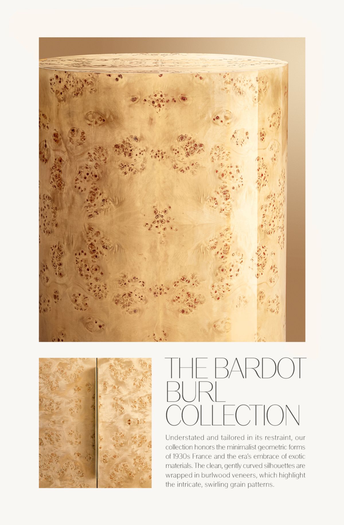 Restoration Hardware: Introducing Bardot Burl from RH Contemporary | Milled