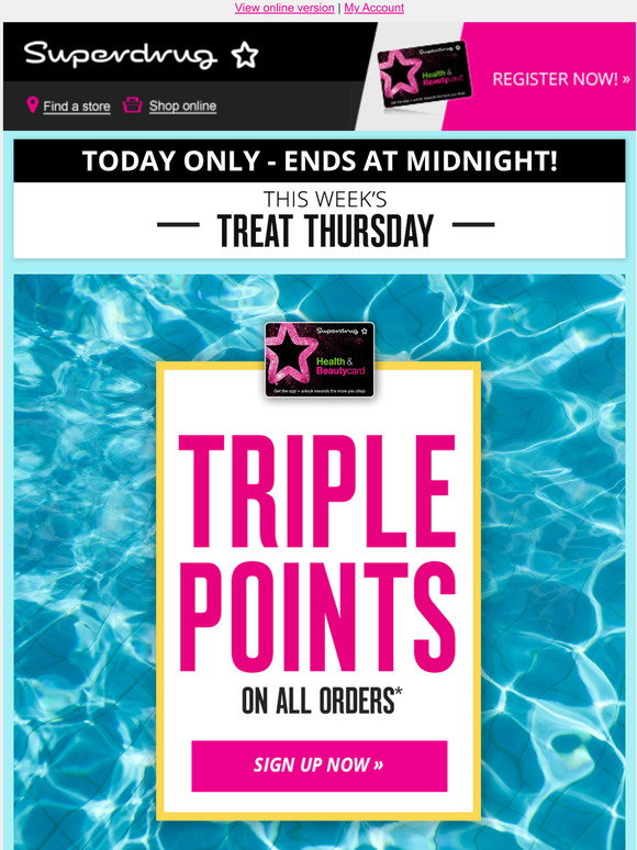 Superdrug: TODAY, we TRIPLE your points 🤑🤑🤑 | Milled
