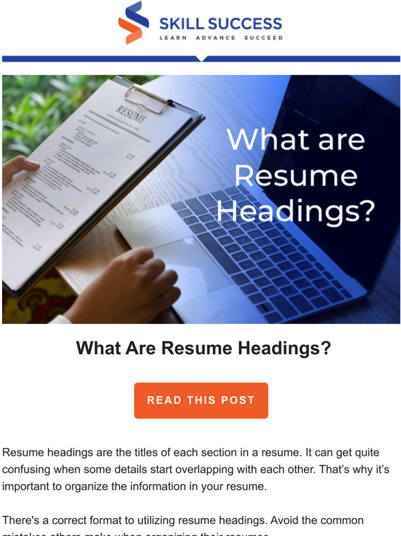 Skill Success: 👀What are Resume Headings? | Milled