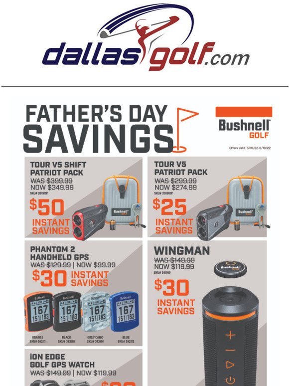 Dallas Golf: 🚨 Bushnell Fathers Day Savings | Milled