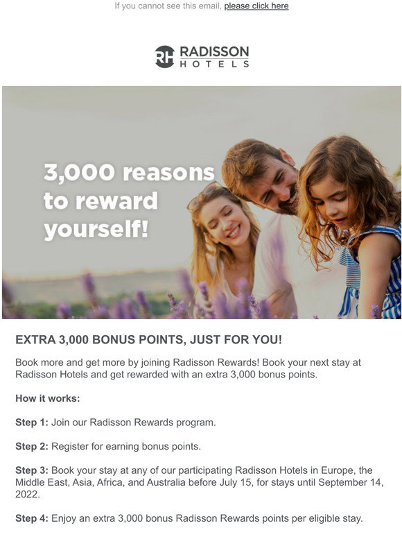 Radisson Blu: —, enjoy an extra 3,000 bonus points on your next stay ...