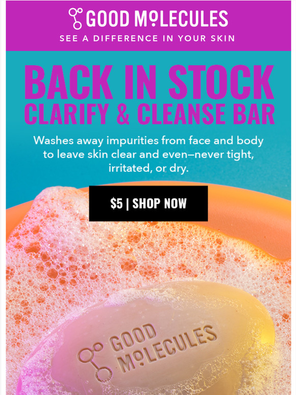 Good Molecules: Restock Alert 🚨 Clarify & Cleanse Bar | Milled