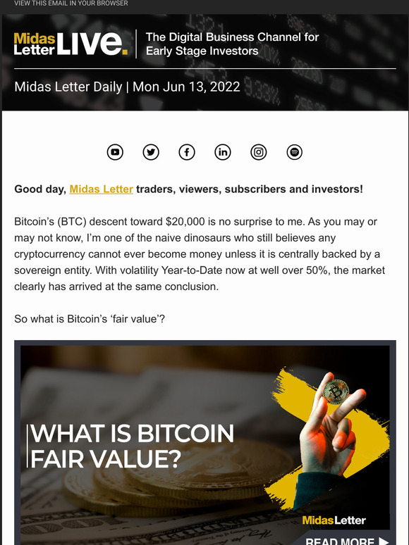 Midas Letter: 💲 What is Bitcoin Fair Value? | Milled