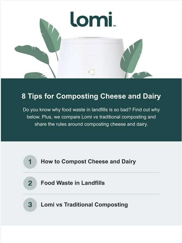 Lomi: 8 Tips for Composting Cheese and Dairy 🧀 | Milled