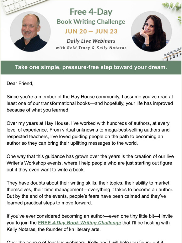 Hay House: Free Virtual Writing Workshop Starts Monday | Milled