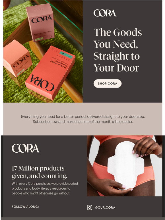 Cora: Organic period and body care, delivered to your door. | Milled