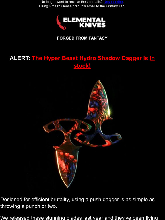 Elemental Knives: The Hyper Beast Hydro Shadow Dagger is In Stock! | Milled