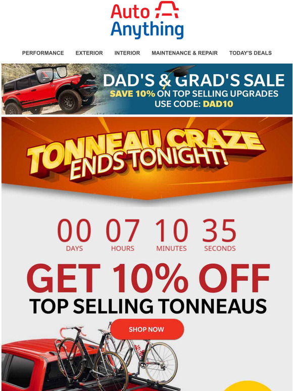 AutoAnything: Tonneau Craze ENDS TONIGHT | Milled