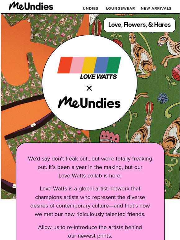 MeUndies: 3 new prints: Love Watts x MeUndies 🎉 | Milled