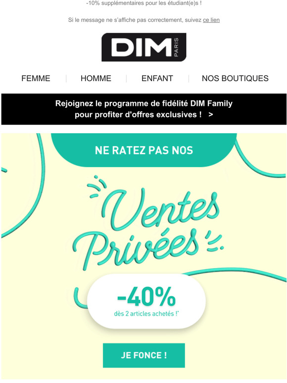 DIM: -40% dès 2 articles : profitez de nos Ventes Privées ! 💚 | Milled