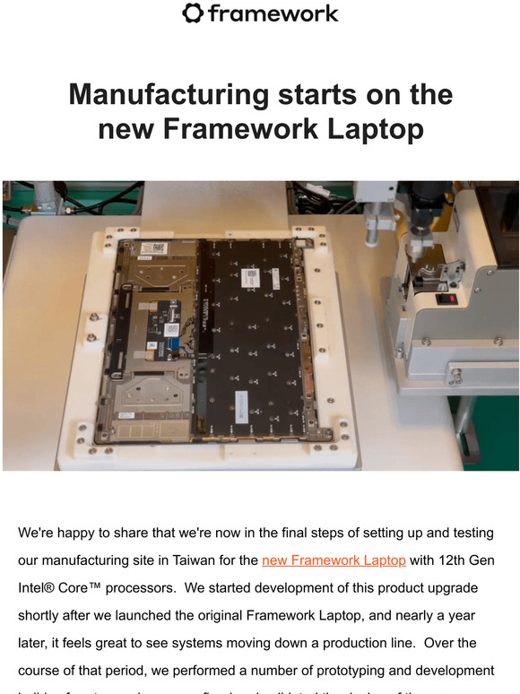 Frame: New Framework Laptop manufacturing begins | Milled