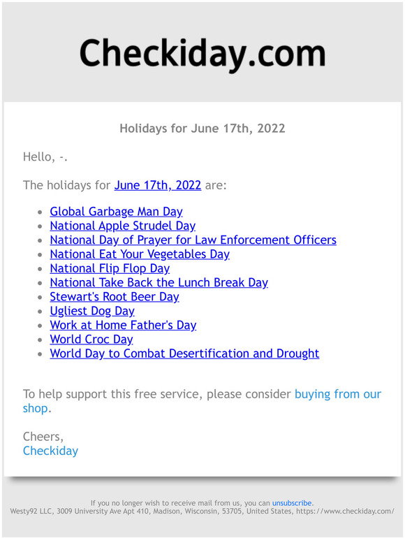 Checkiday: Holidays for June 17th, 2022! 📅🎉 | Milled